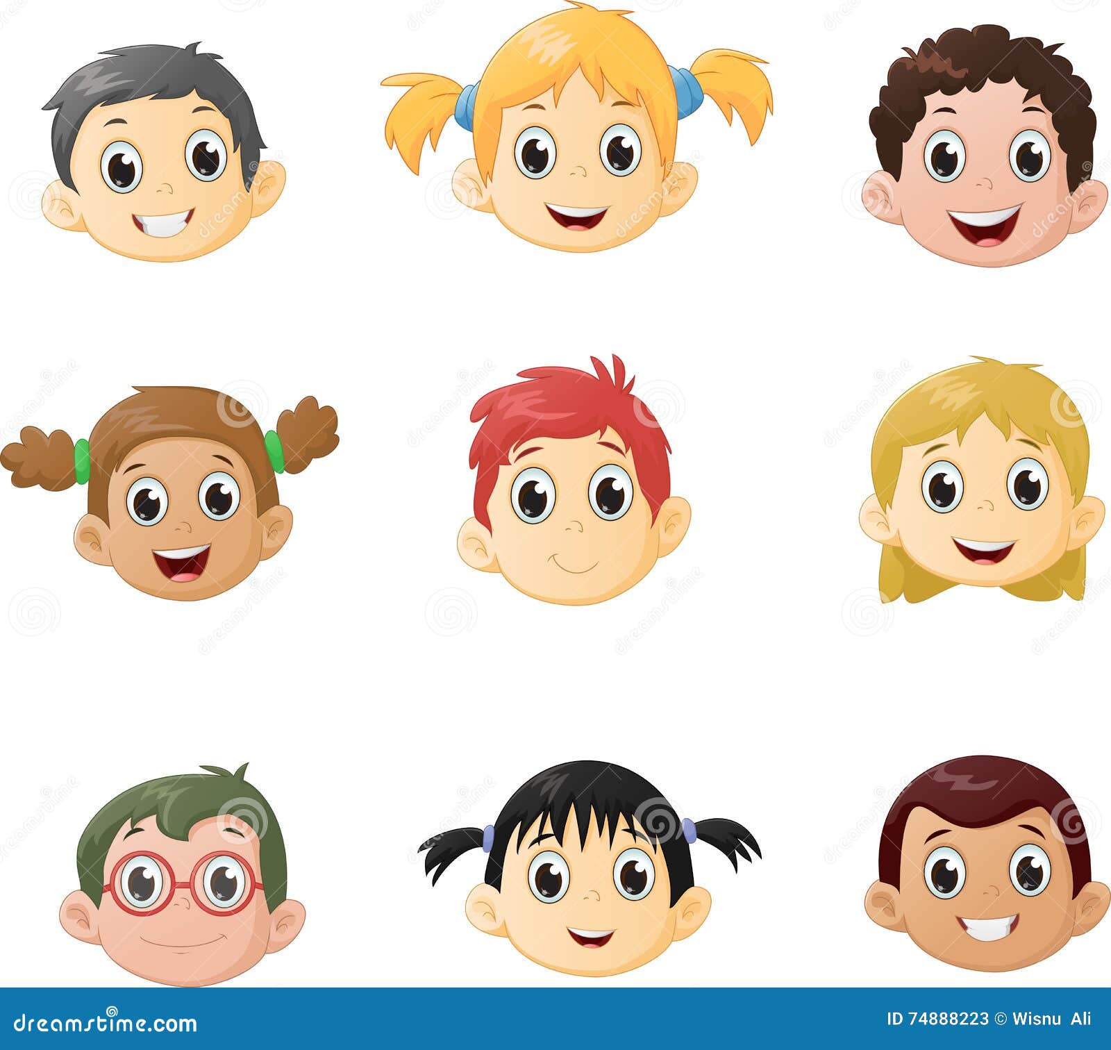 Children face collection stock vector. Illustration of healthy - 74888223
