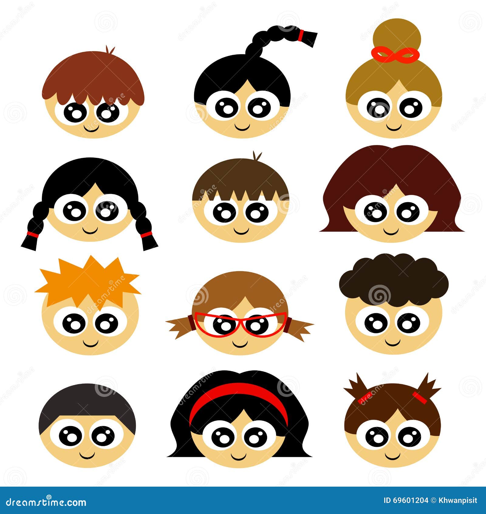 Children face icon set stock vector. Illustration of design - 69601204