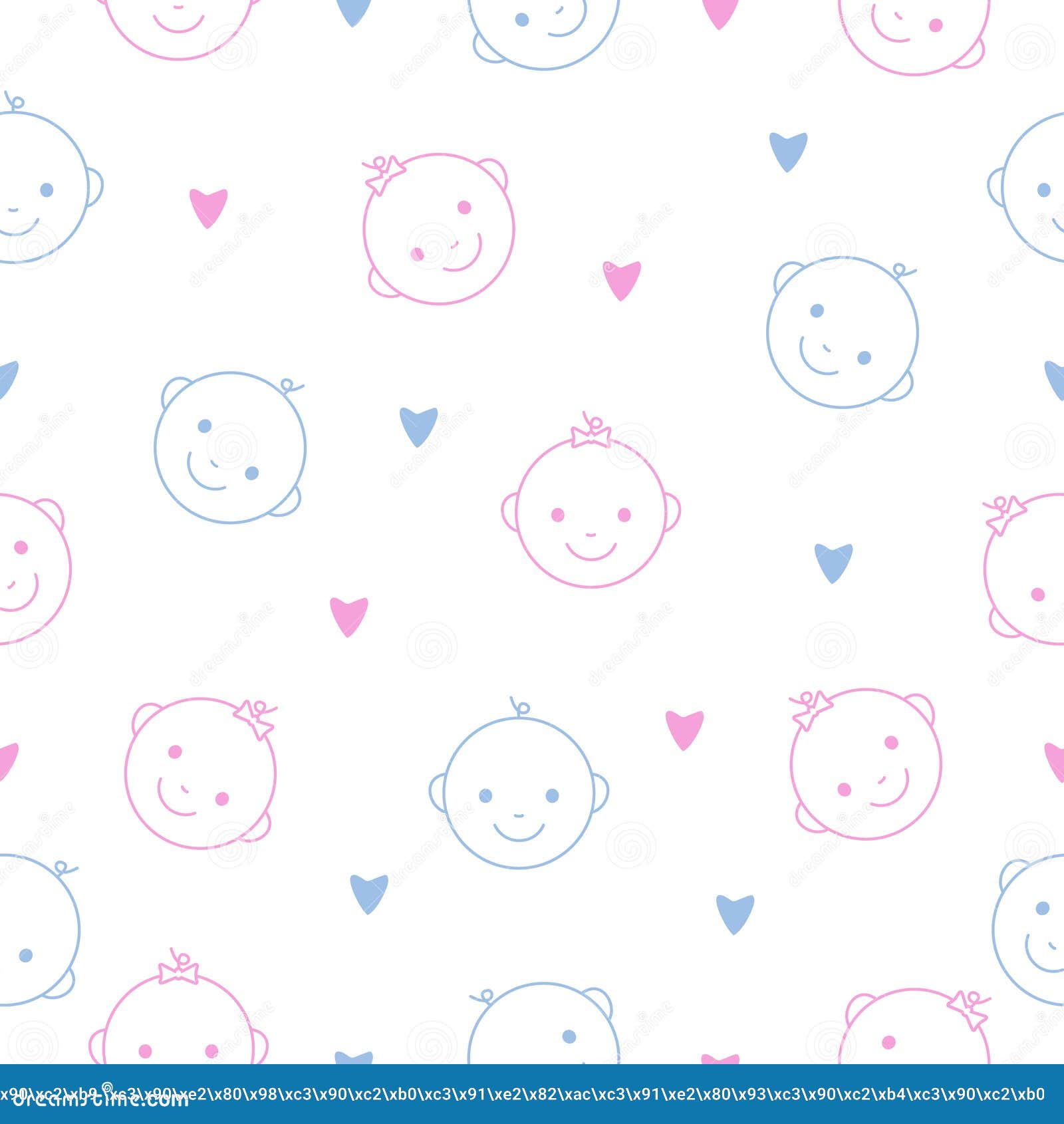 Children Face Seamless Pattern Background. Stock Vector - Illustration ...