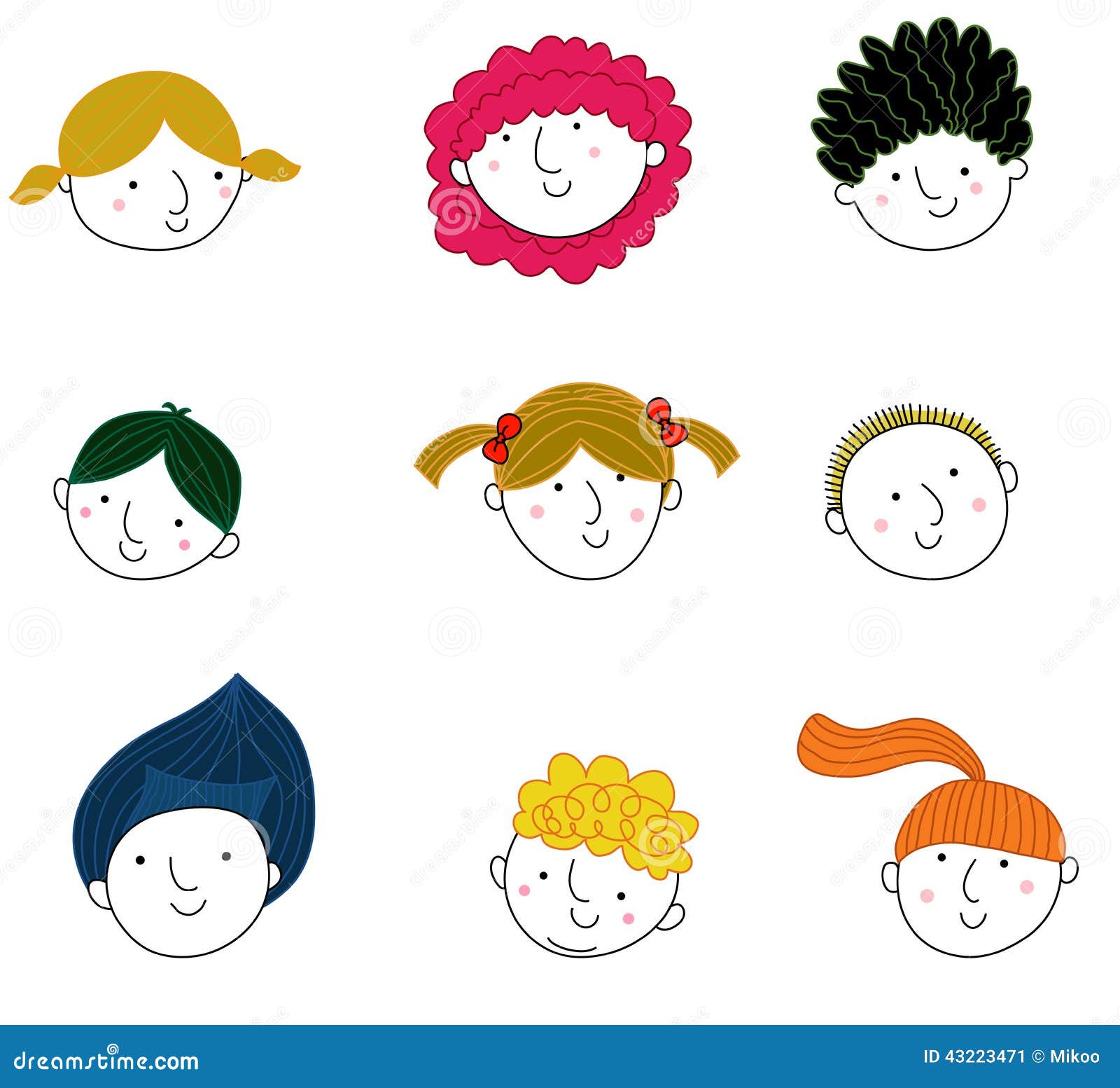 Children face set stock vector. Illustration of sweet - 43223471