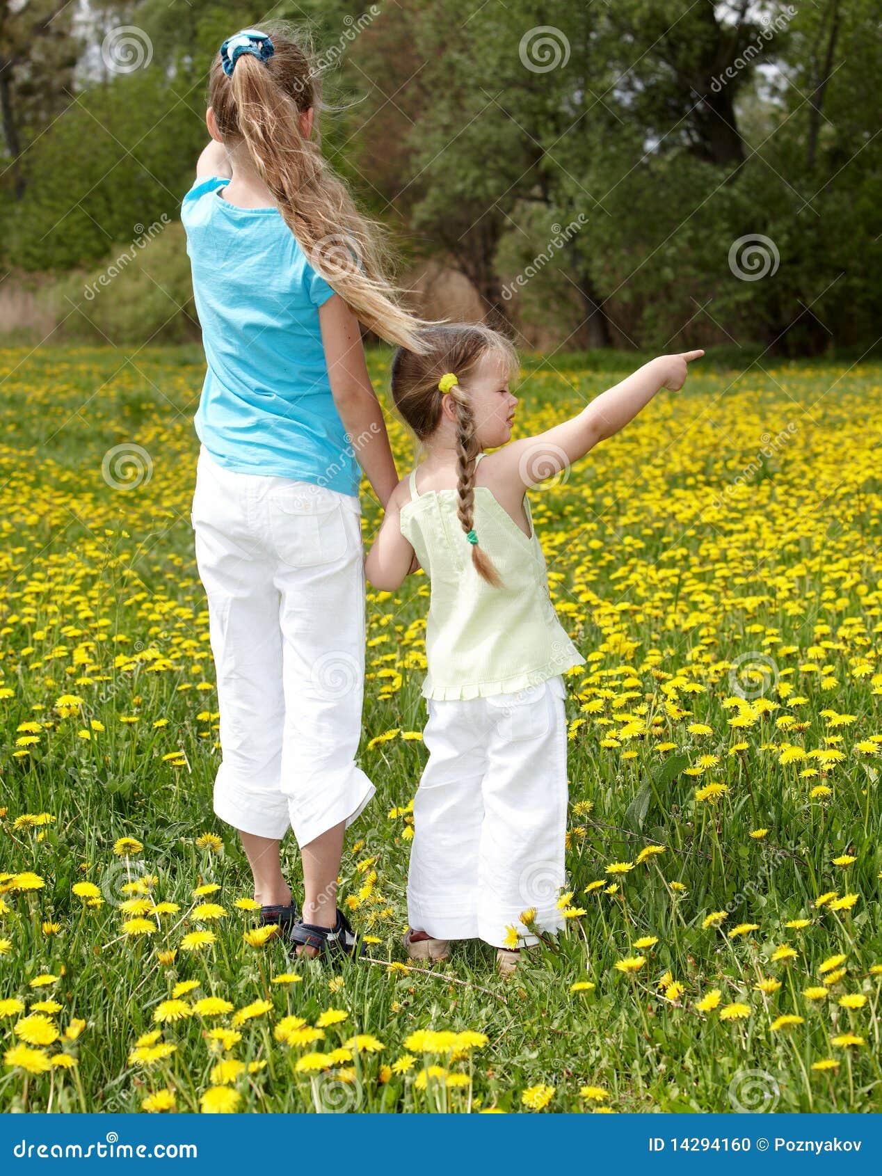 Children in Field with Flower. Stock Photo - Image of green, beauty ...