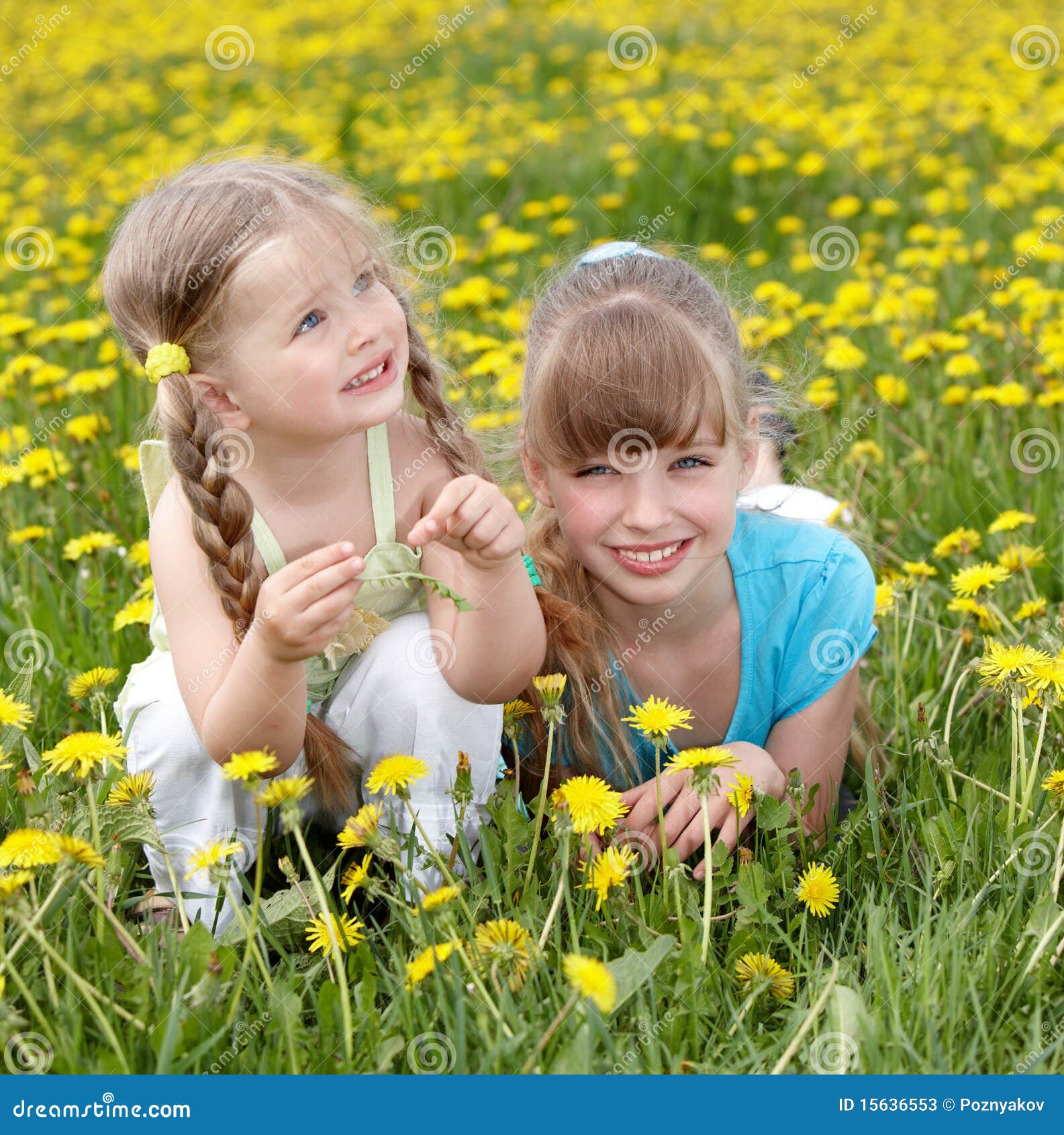Children in Field with Flower. Stock Image - Image of dandelion ...