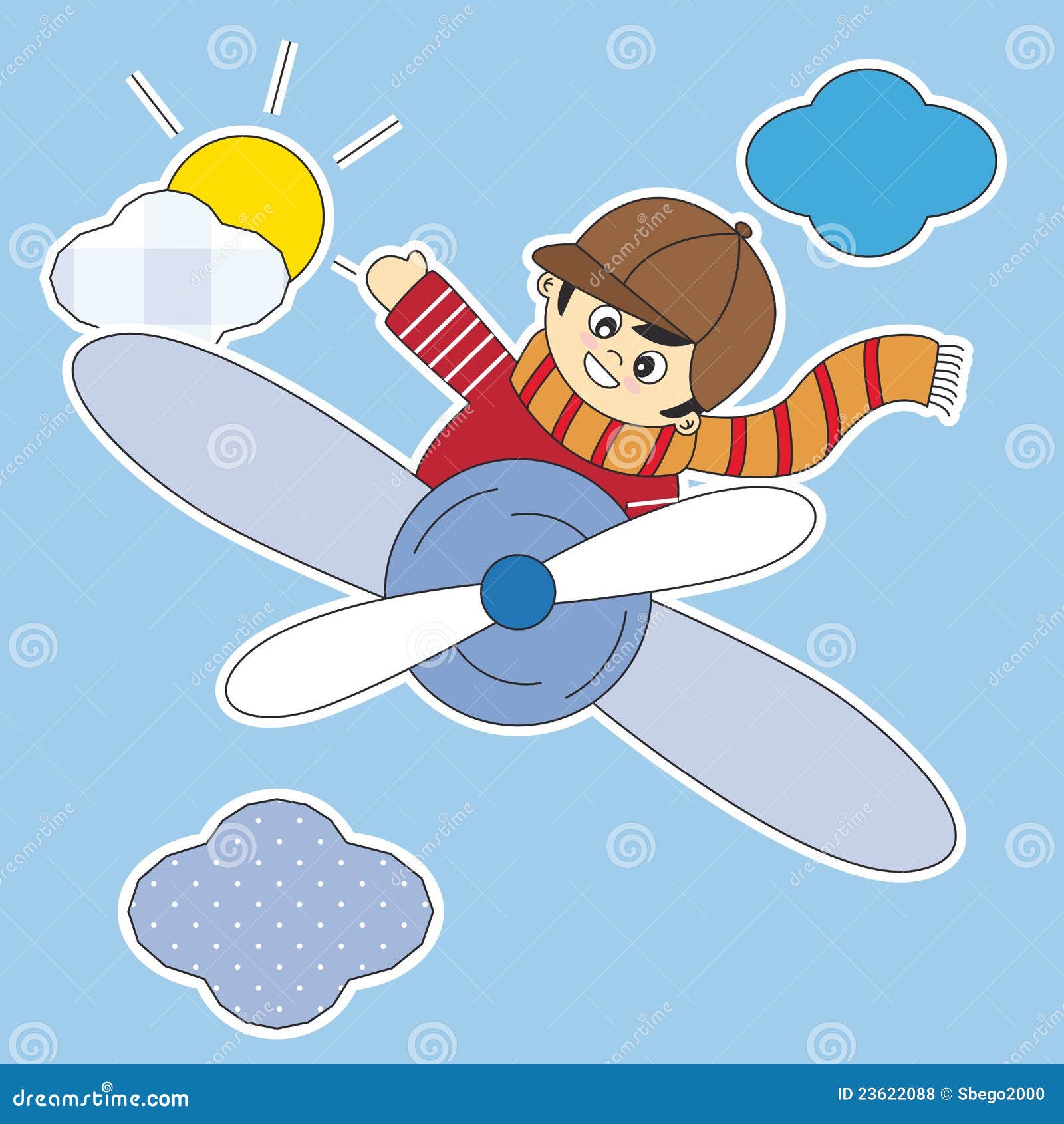 Children flying aircraft stock vector. Illustration of stickers - 23622088