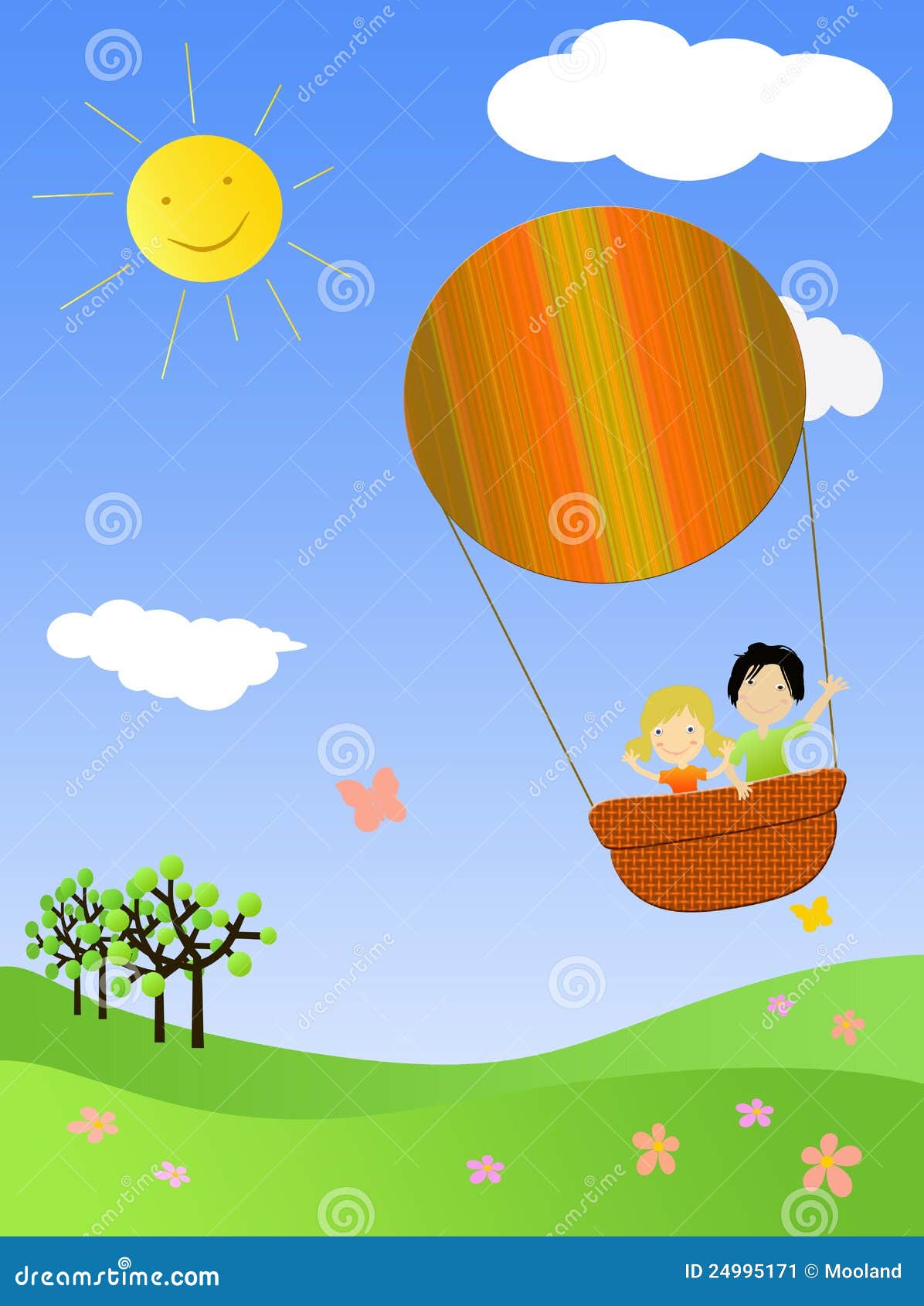 Children Flying Kites Stock Illustration | CartoonDealer.com #7122622
