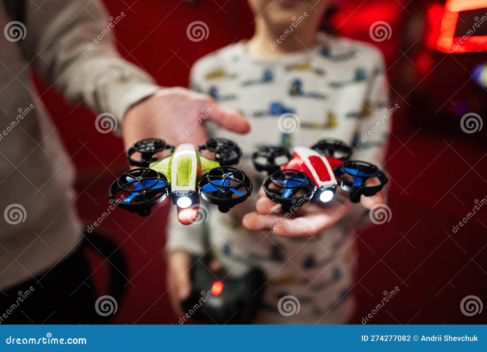 Children Flying Remote Control Drones Game Indoor Play Zone Stock Photo ...