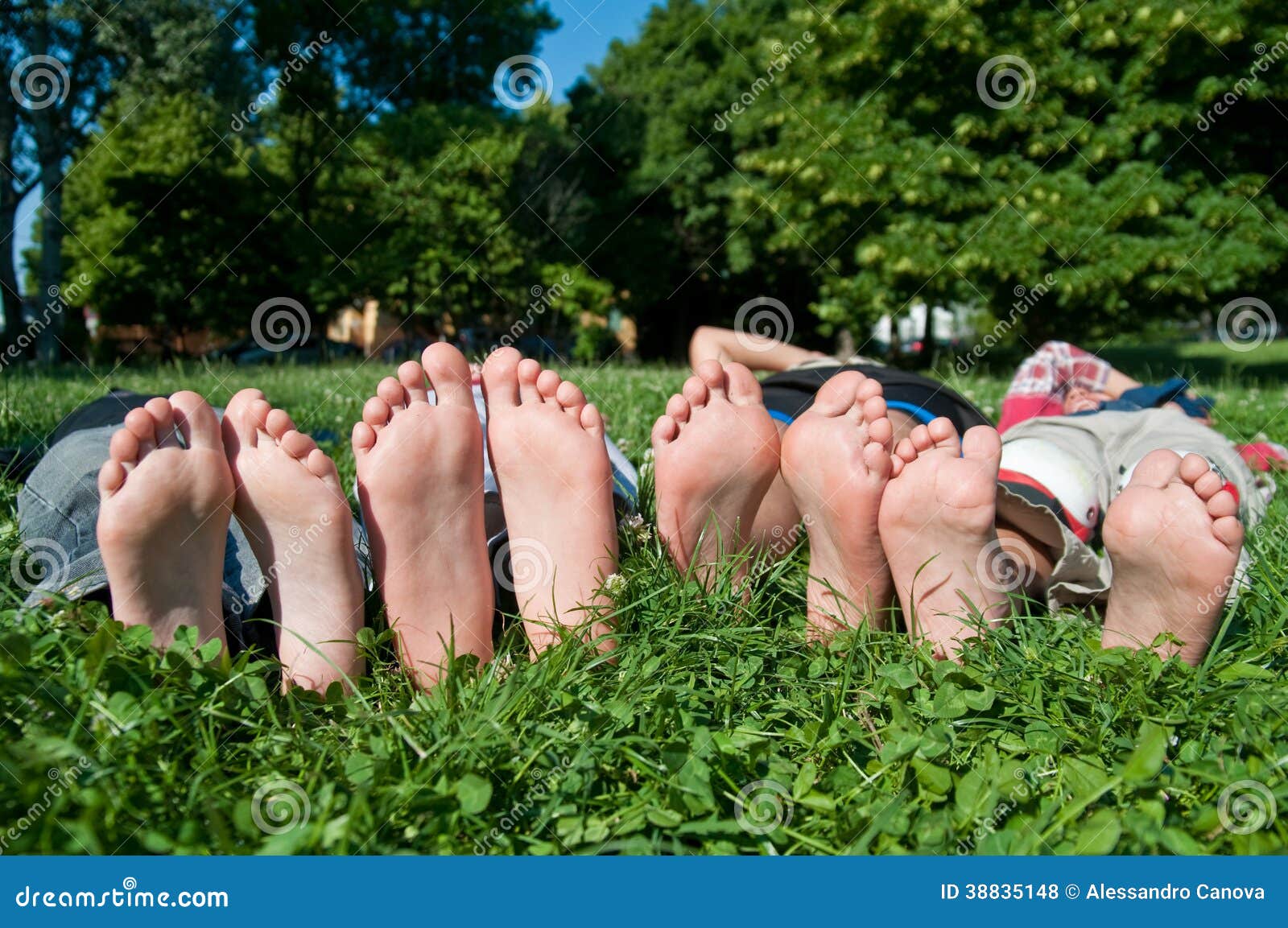Children's Feet On The Bed.Two Pairs Of Children`s Feet On The Bed ...