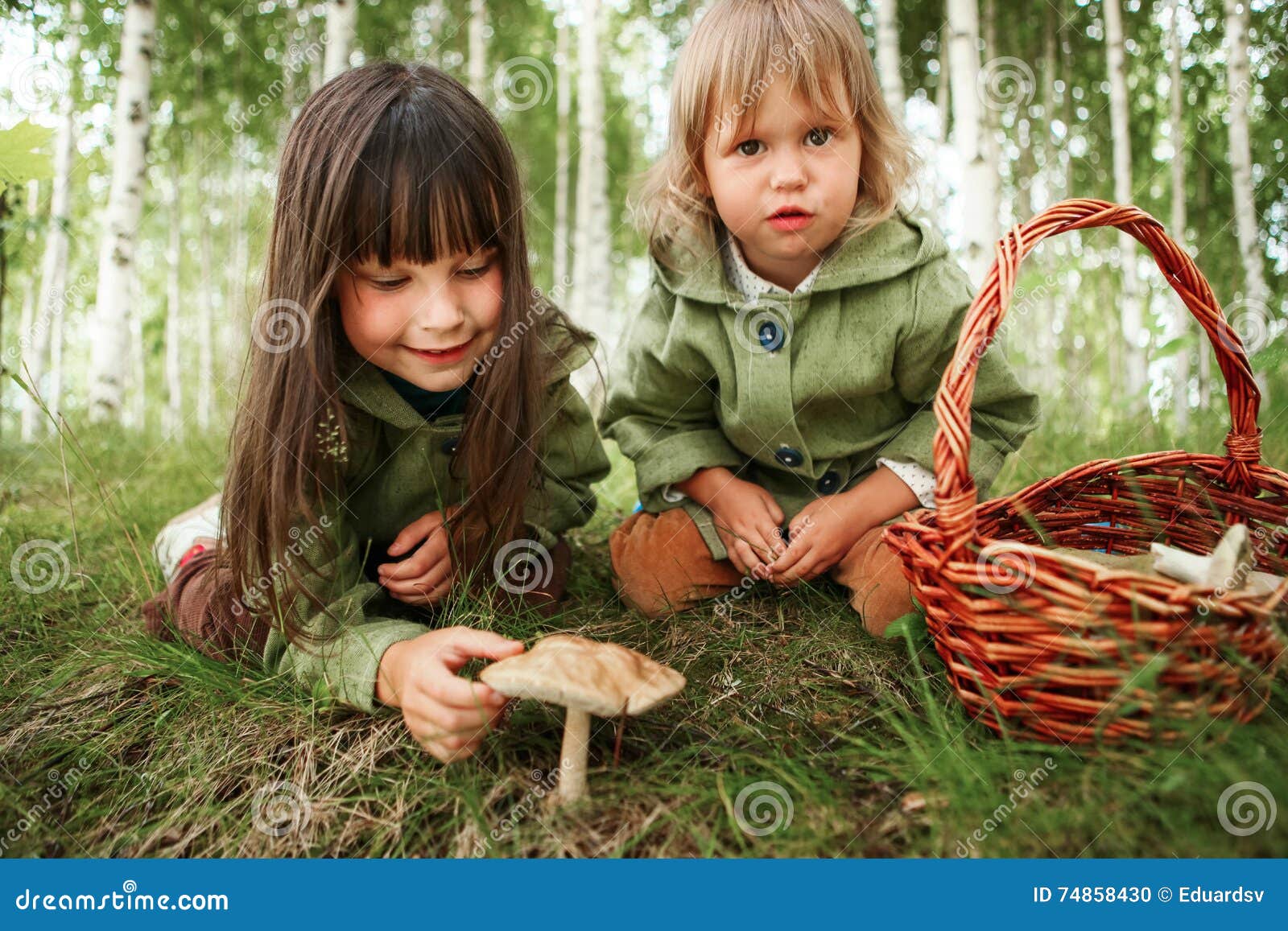 Children in forest. stock photo. Image of face, kids - 74858430