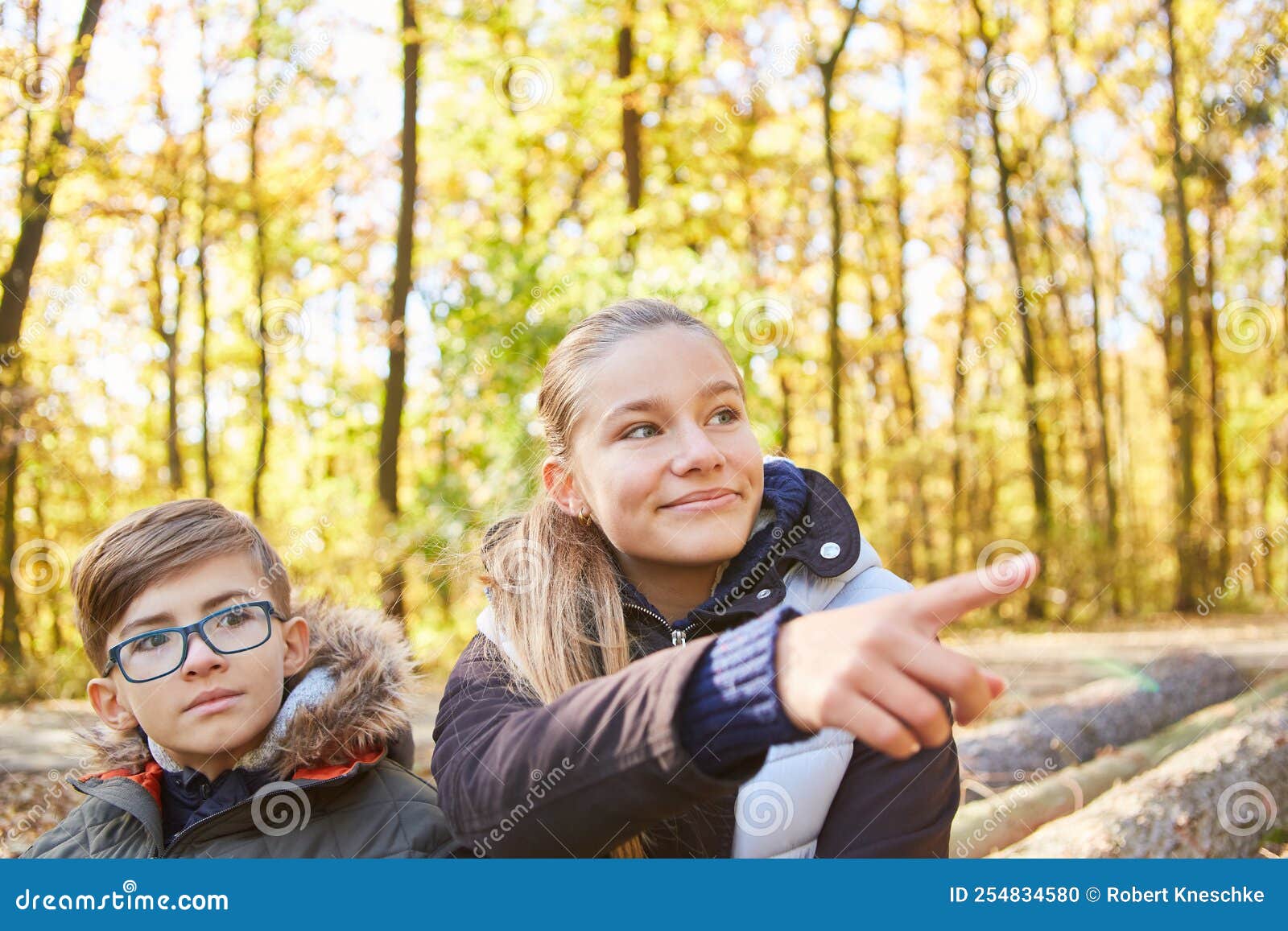 Children in the Forest on a Trip or Hike Stock Photo - Image of ...