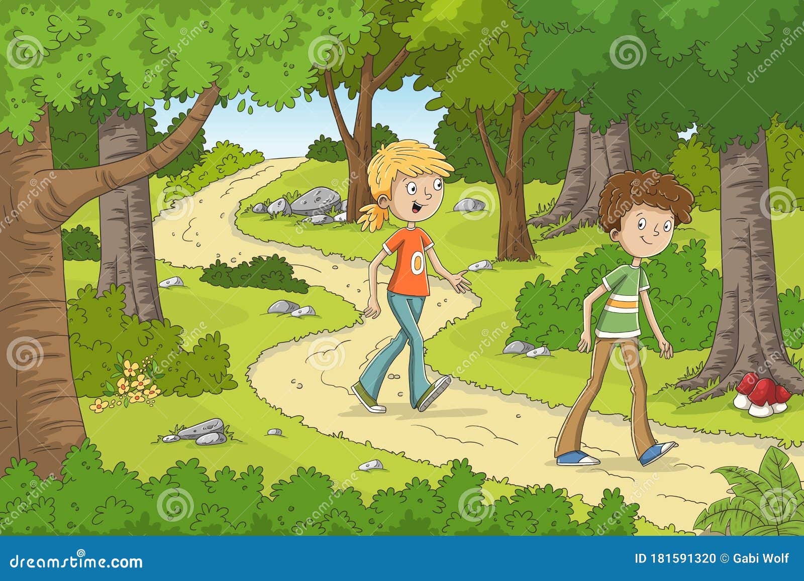 Children in the Forest stock vector. Illustration of person - 181591320