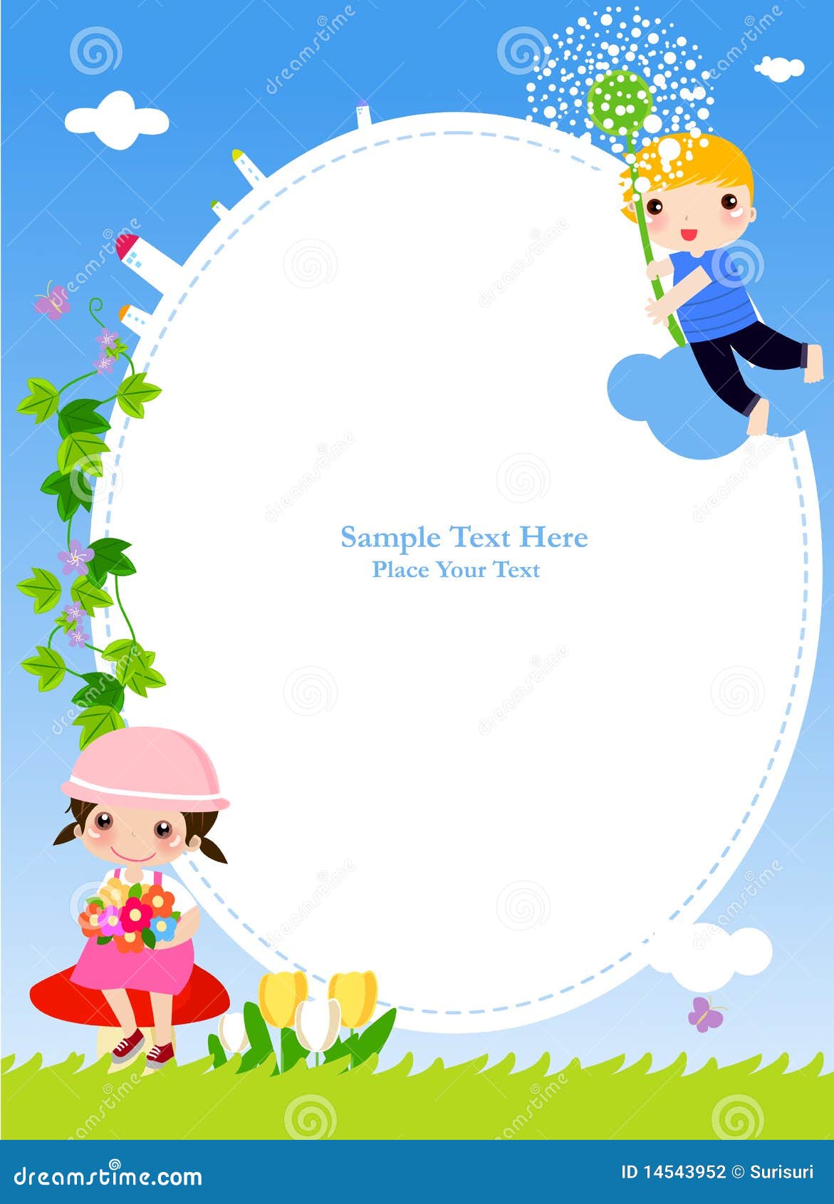Children and frame stock vector. Illustration of pencil - 14543952
