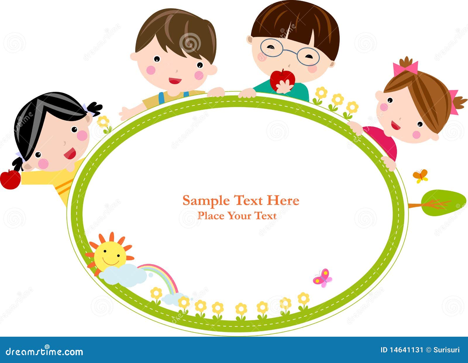 Children and frame stock vector. Illustration of couple - 14641131