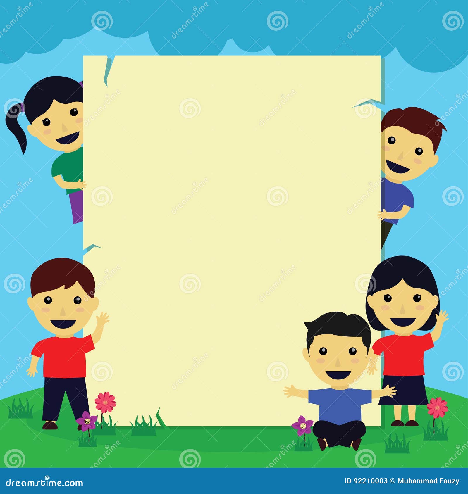 Children Frame stock vector. Illustration of flower, vector - 92210003