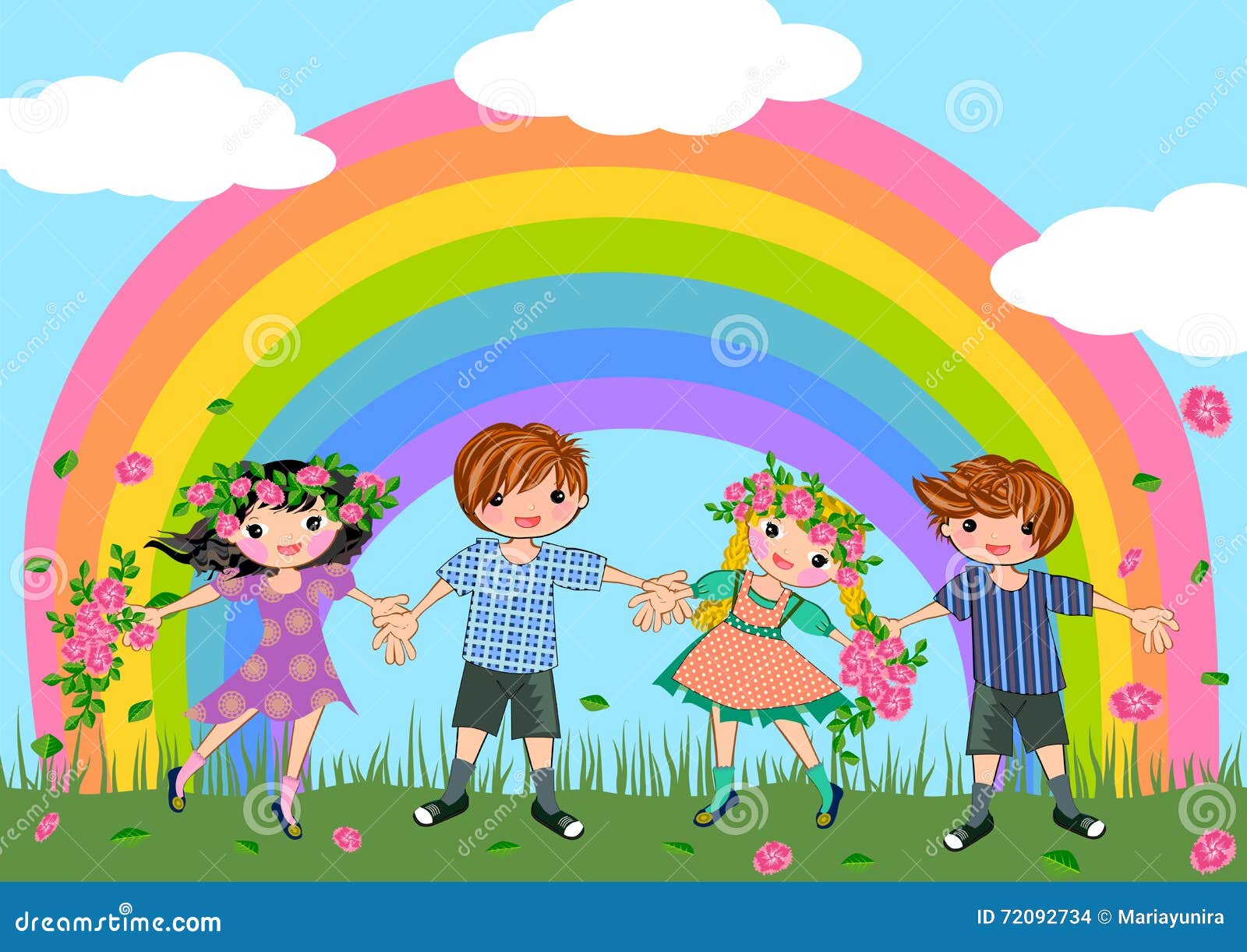 Children friendship stock illustration. Illustration of bloom - 72092734