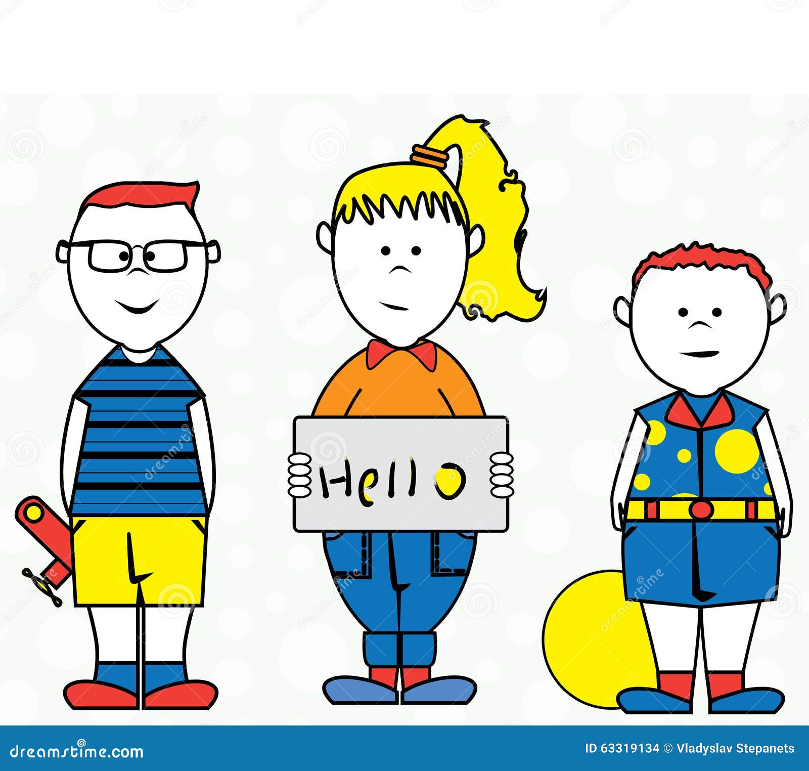 Children Funny Hello Vector Stock Vector - Illustration of childlike ...