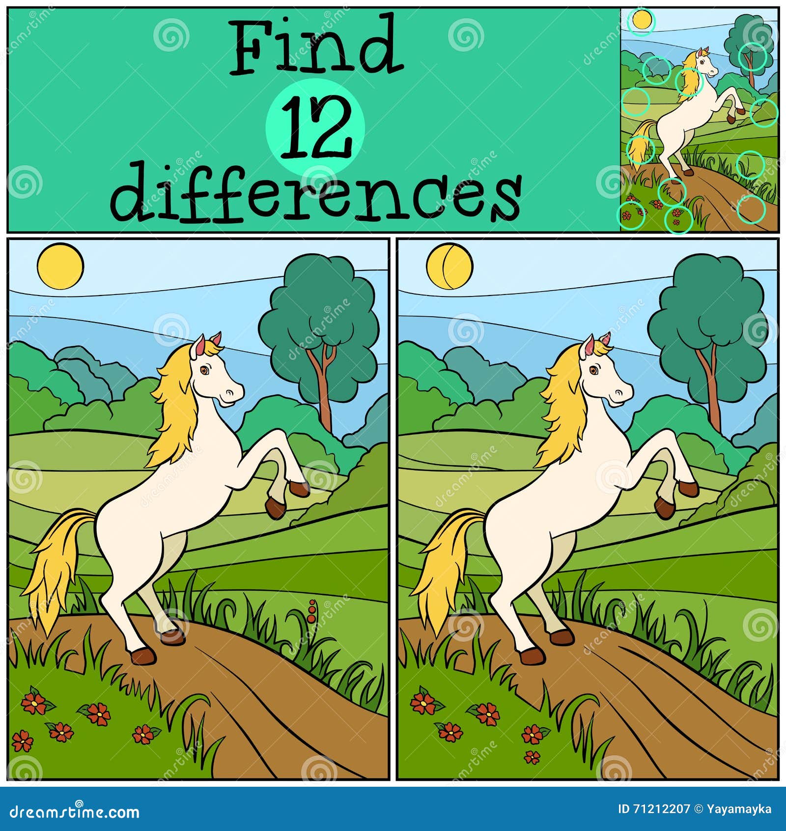 Children Games: Find Differences. Cute Horse. Stock Vector ...
