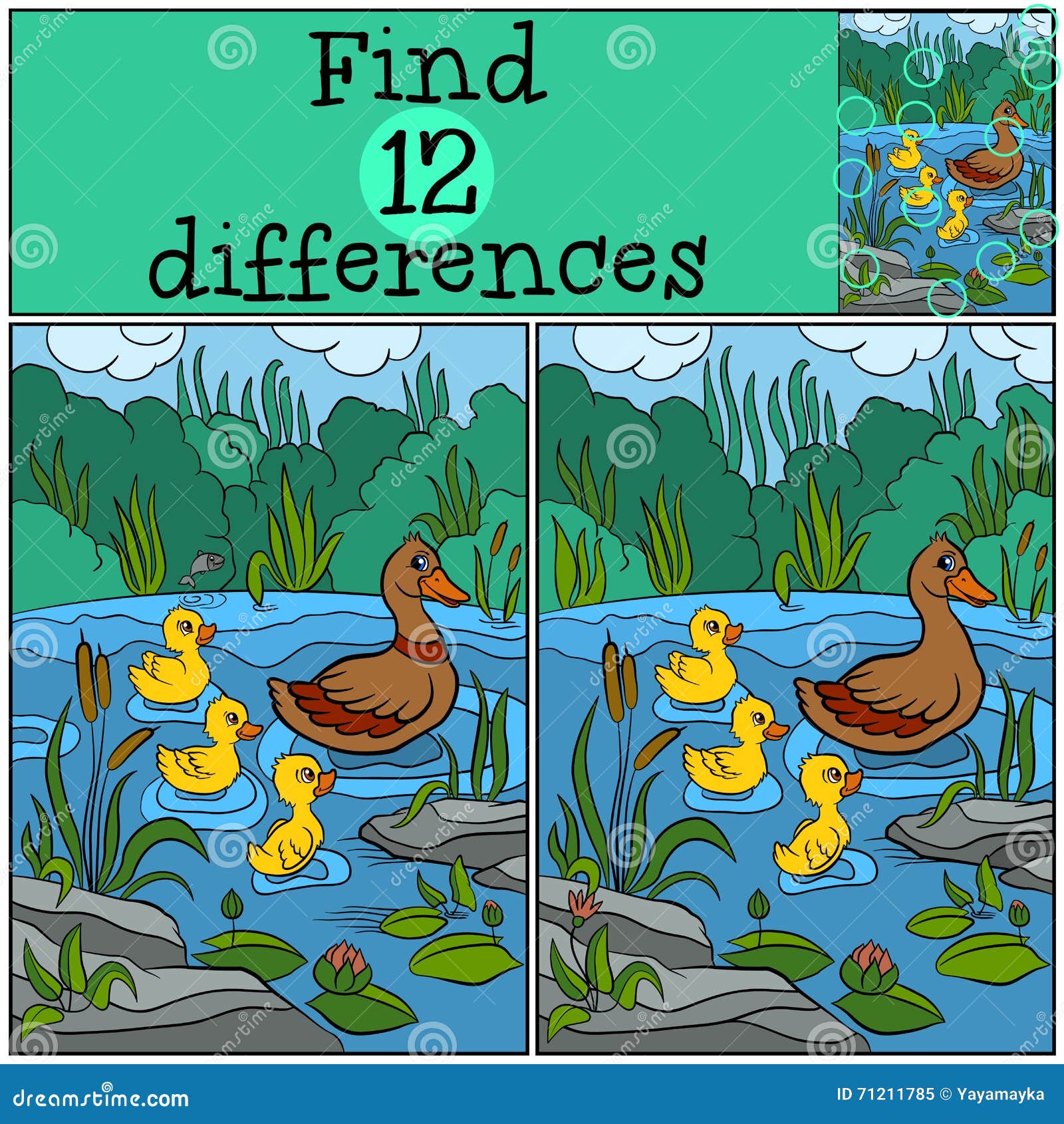 Children Games: Find Differences. Duck and Ducklings. Stock Vector ...