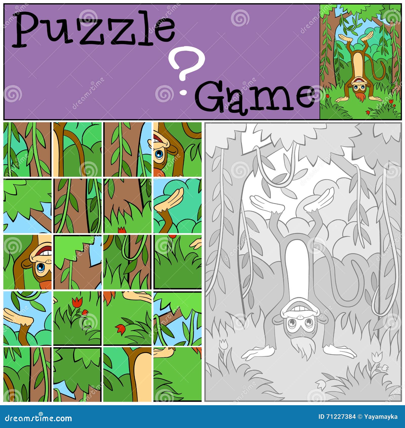 Children Games: Puzzle. Little Cute Monkey. Stock Vector - Illustration ...