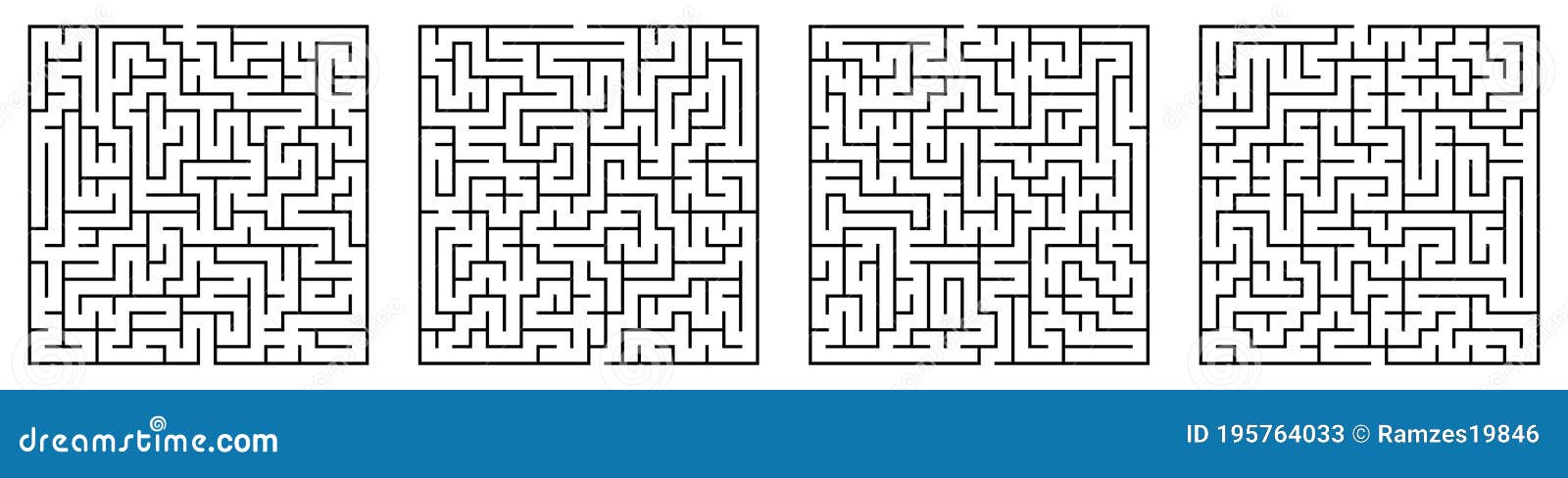 A Set Of Square Mazes For Children. Simple Flat Vector Illustration ...