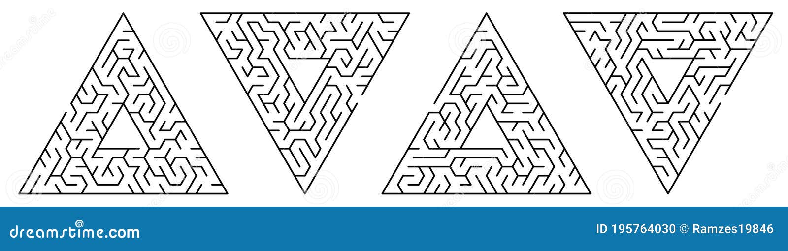 Children Games. Set of Triangular Mazes, Labyrinth of Small Level of ...