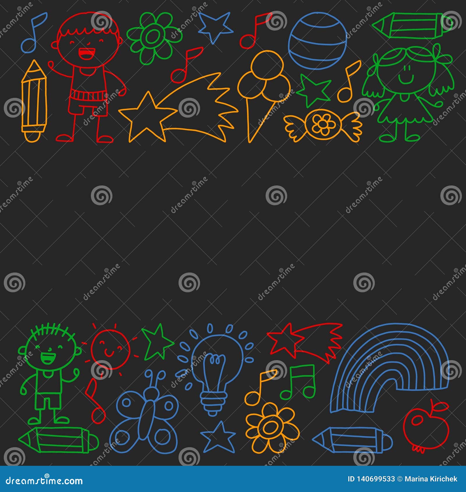 Children Garden, Patern, Hand Drawn Children Garden Elements Pattern ...