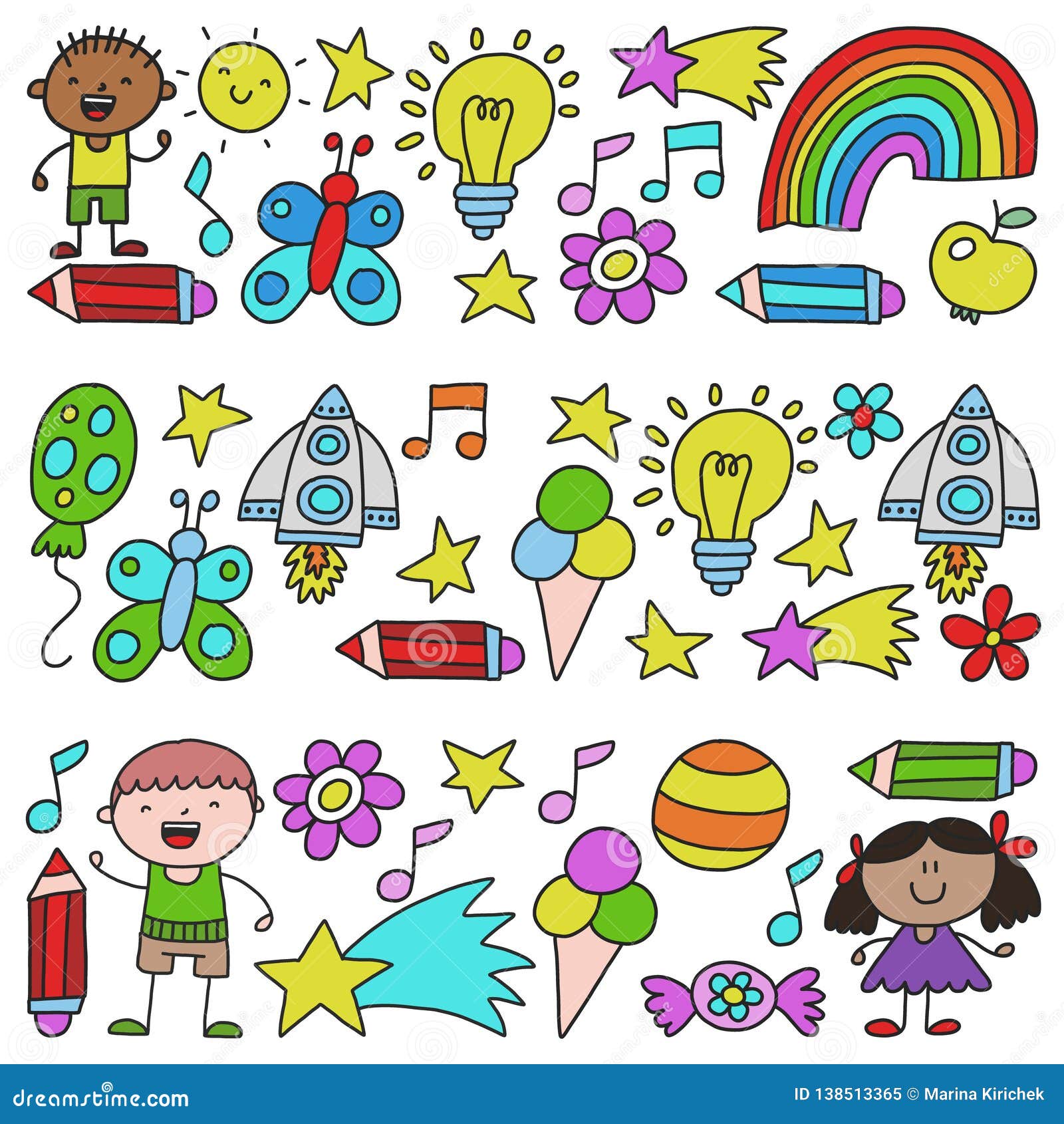 Children Garden, Patern, Hand Drawn Children Garden Elements Pattern ...