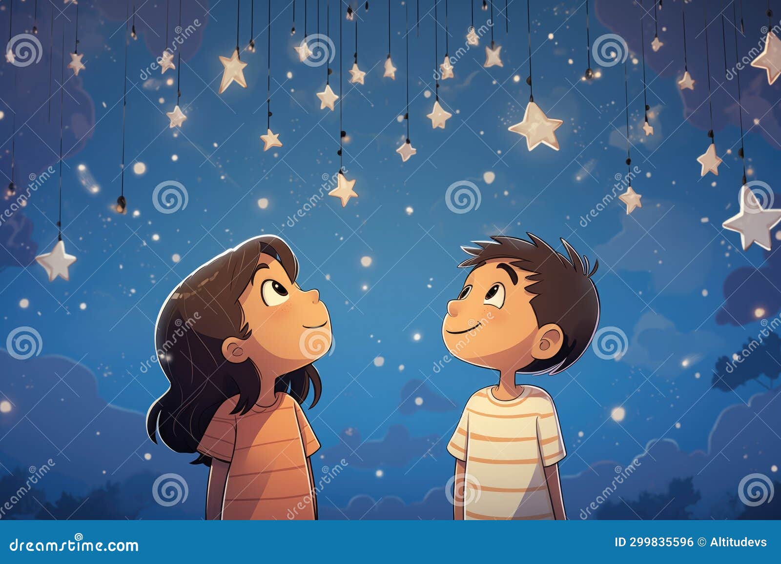 Children Gazing at Artificial Stars Ceiling Stock Photo - Image of ...