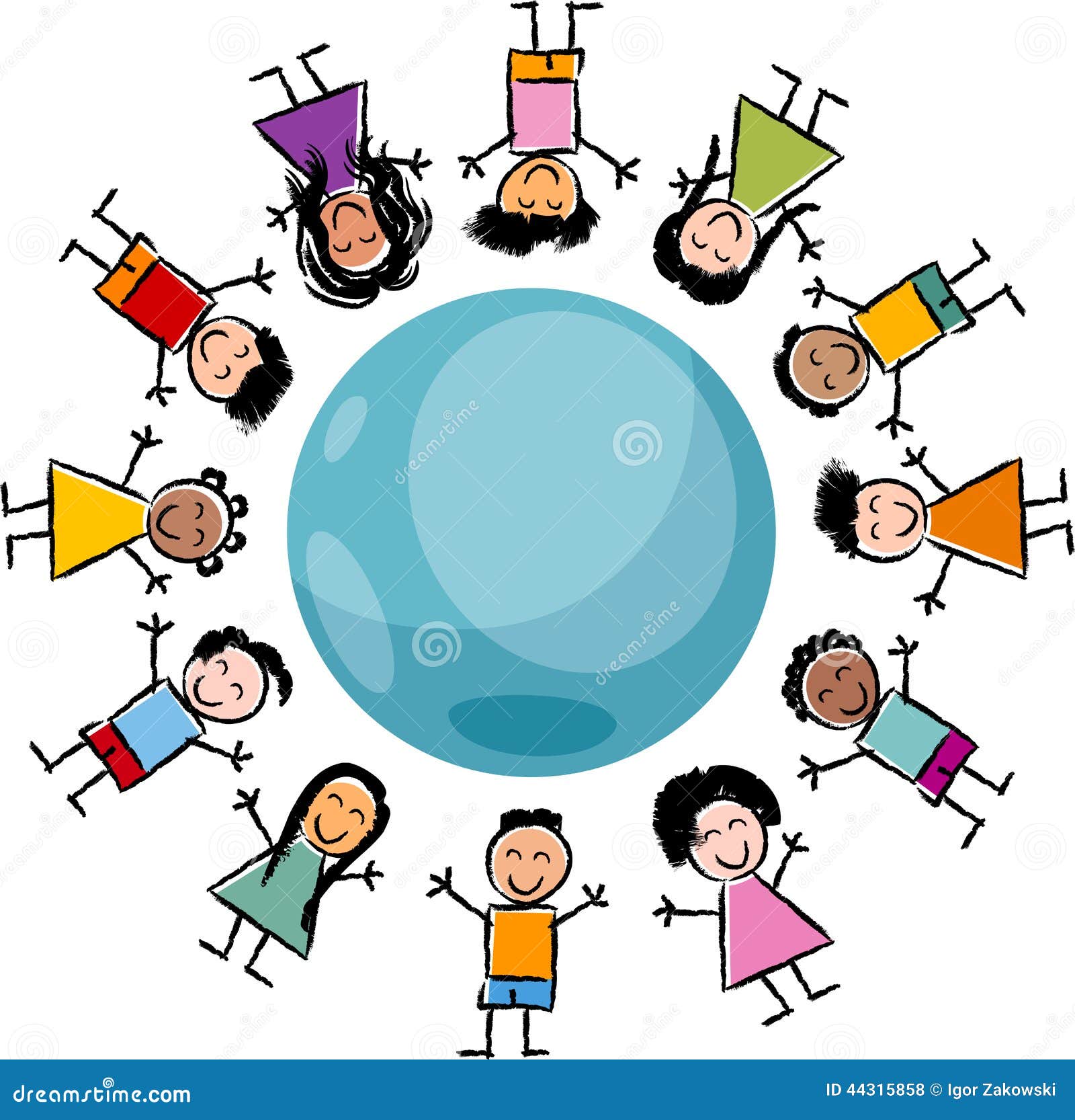 Children and Globe Cartoon Illustration Stock Vector - Illustration of ...