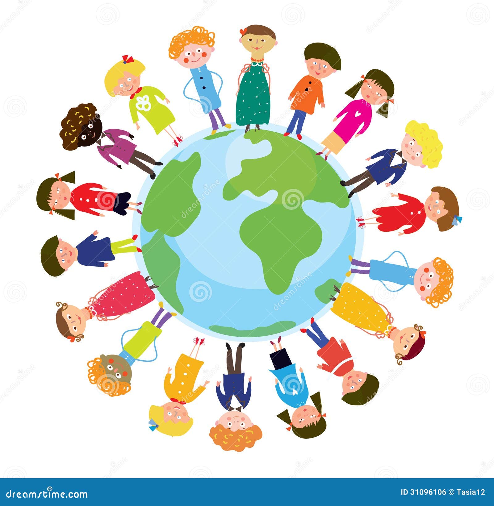 Children on the Globe International Funny Stock Vector - Illustration ...