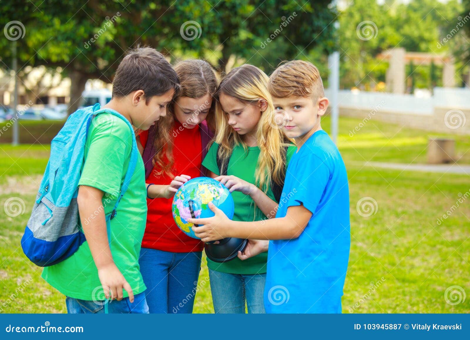 Children with a Globe are Learning Geography Stock Image - Image of ...