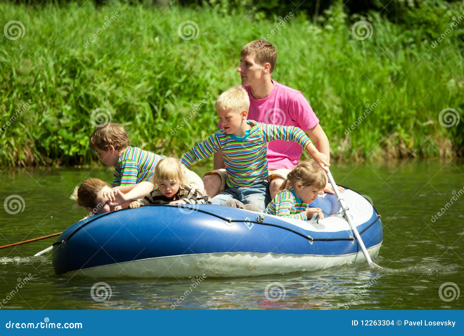 Children Go for Drive on Boat Under Supervision Stock Photo - Image of ...
