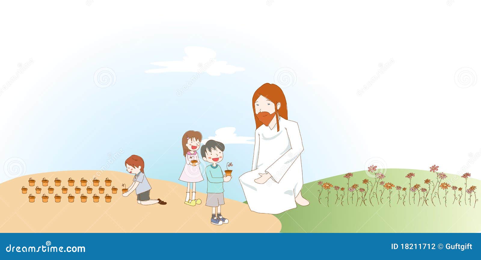 Children with god stock illustration. Illustration of mercy - 18211712