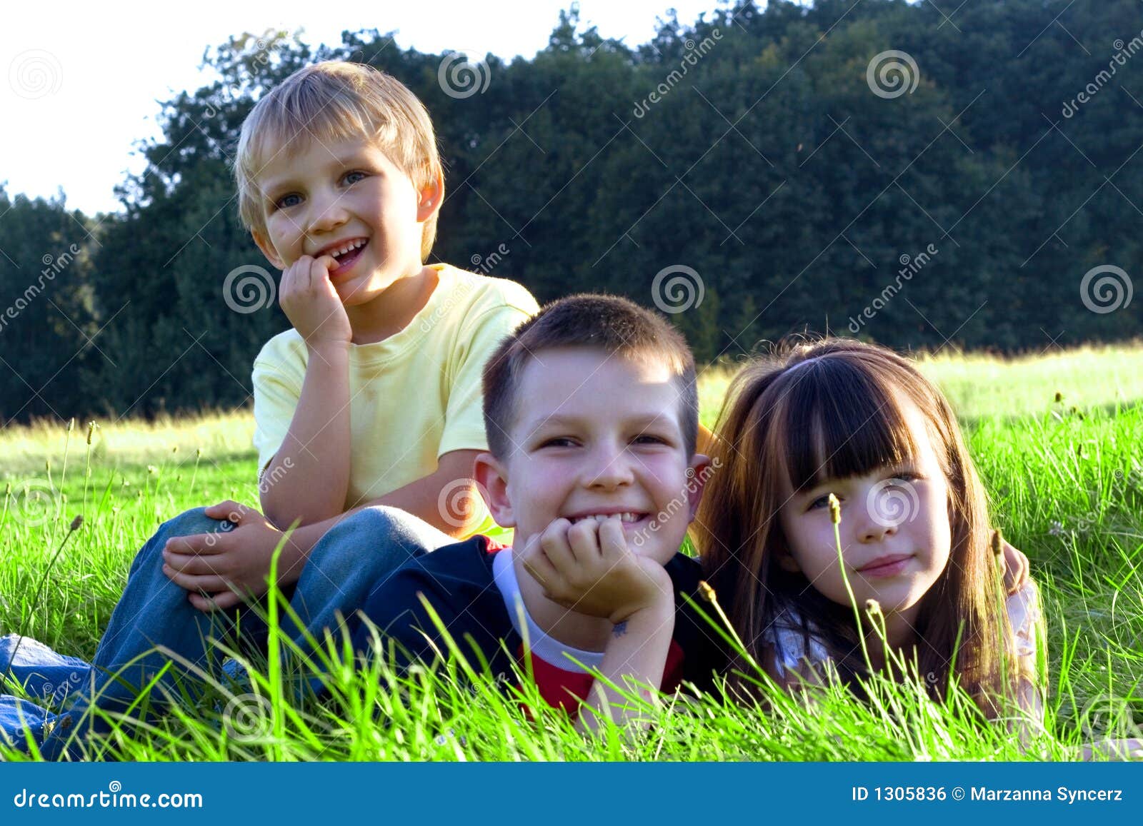 Children in grass stock photo. Image of long, eyes, families - 1305836