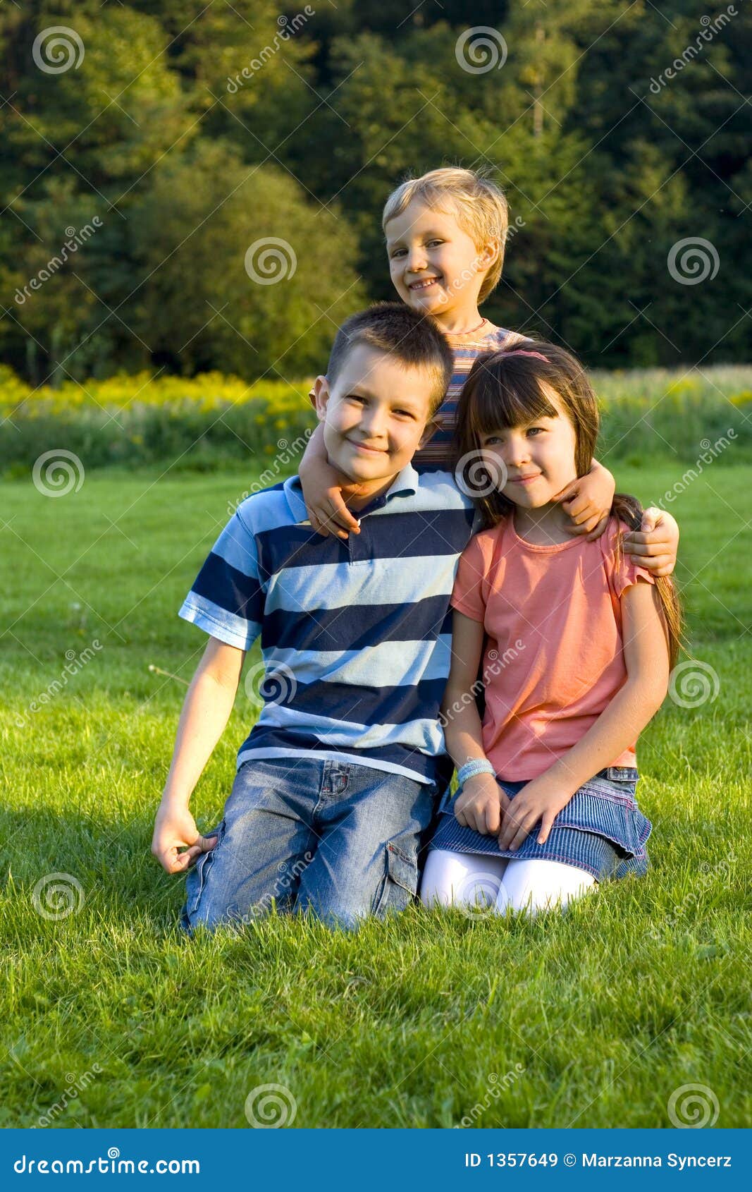 Children in grass stock image. Image of happy, field, love - 1357649