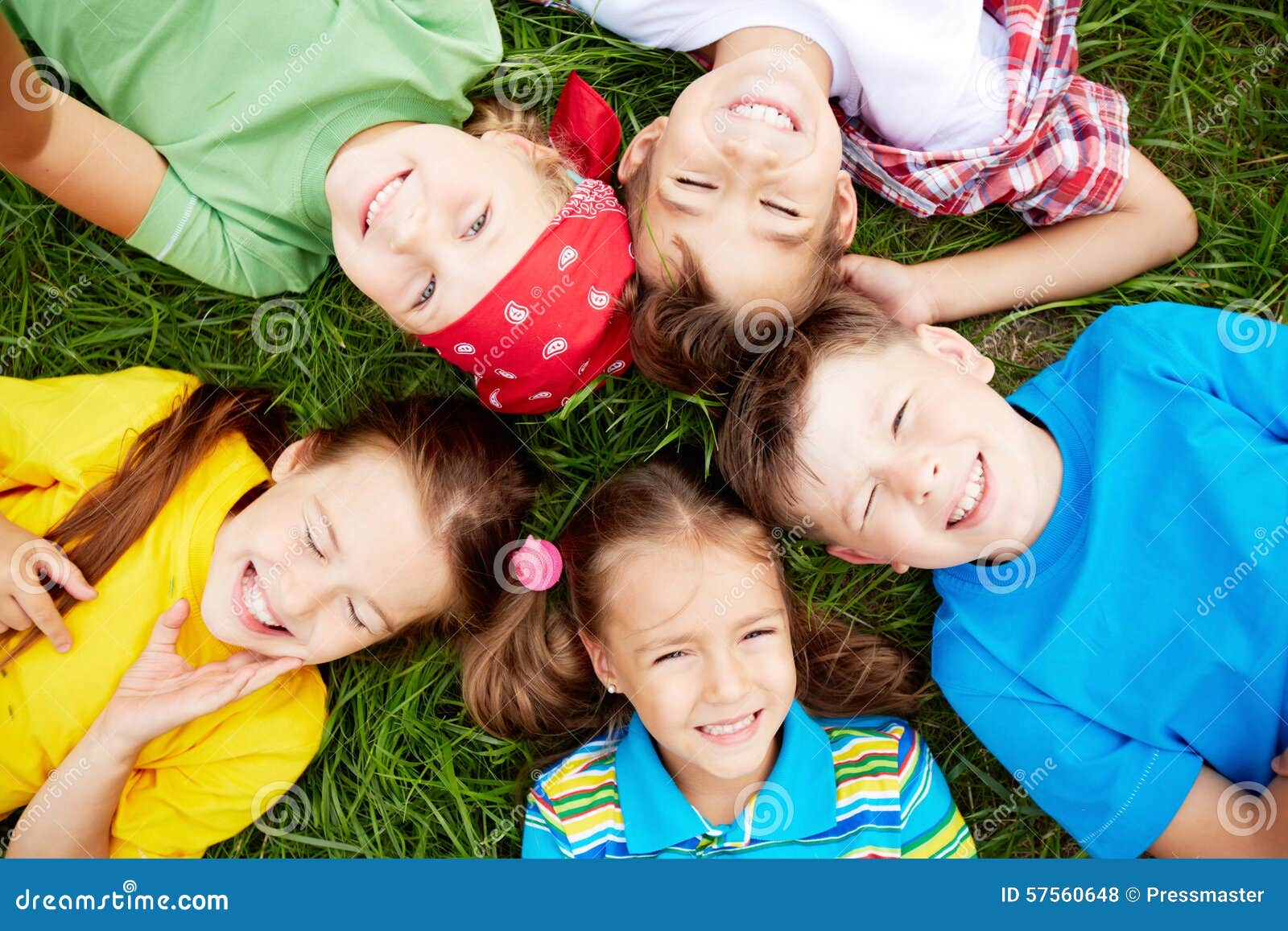 Children on grass stock photo. Image of lawn, angle, friendly - 57560648