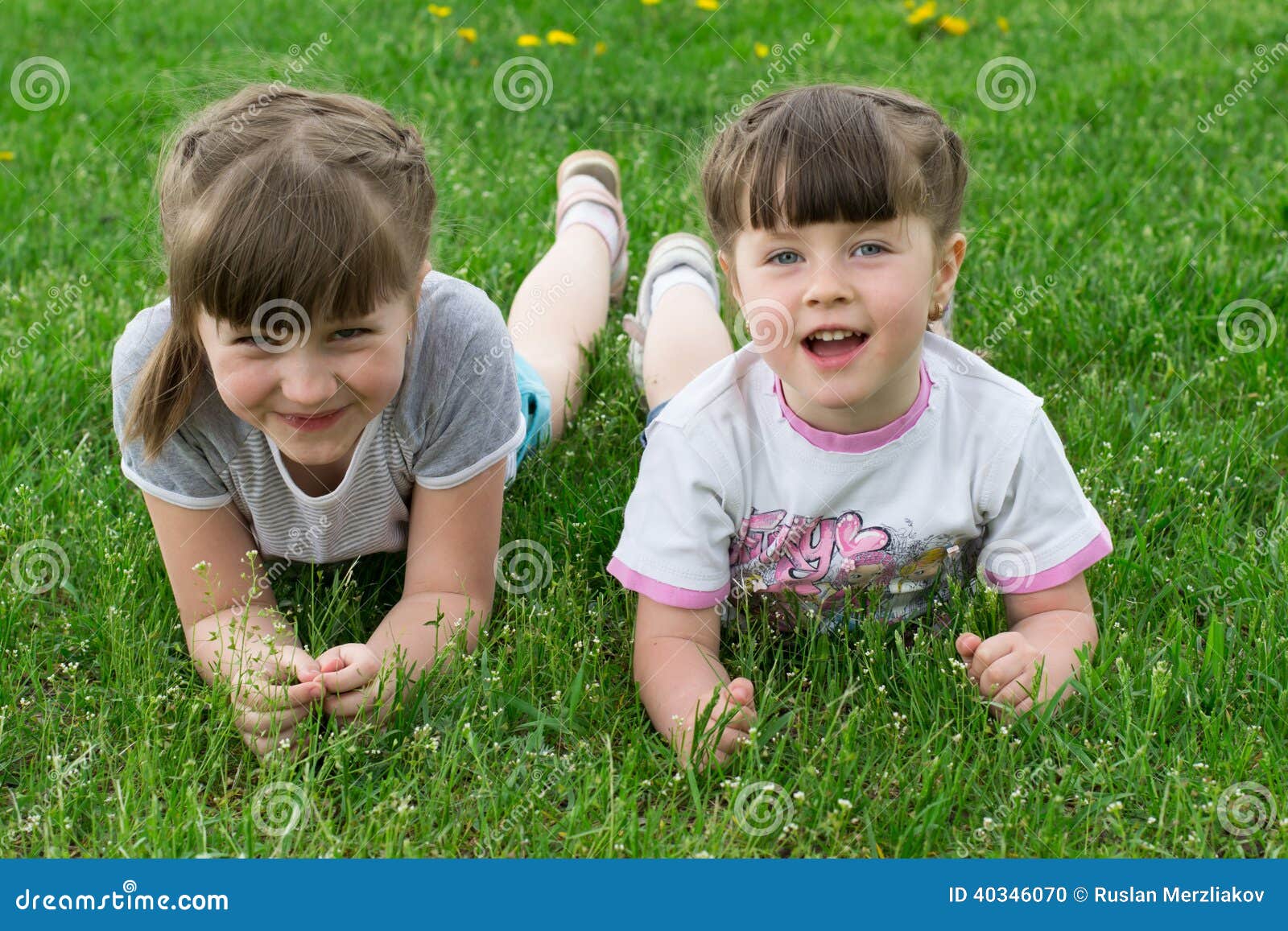 Children on grass stock photo. Image of green, caucasian - 40346070