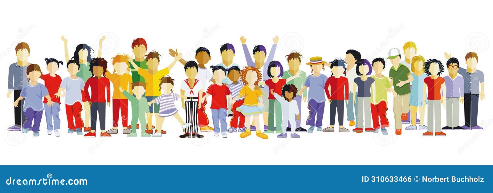 Children Group Playing and Having Fun, Illustration Stock Vector ...