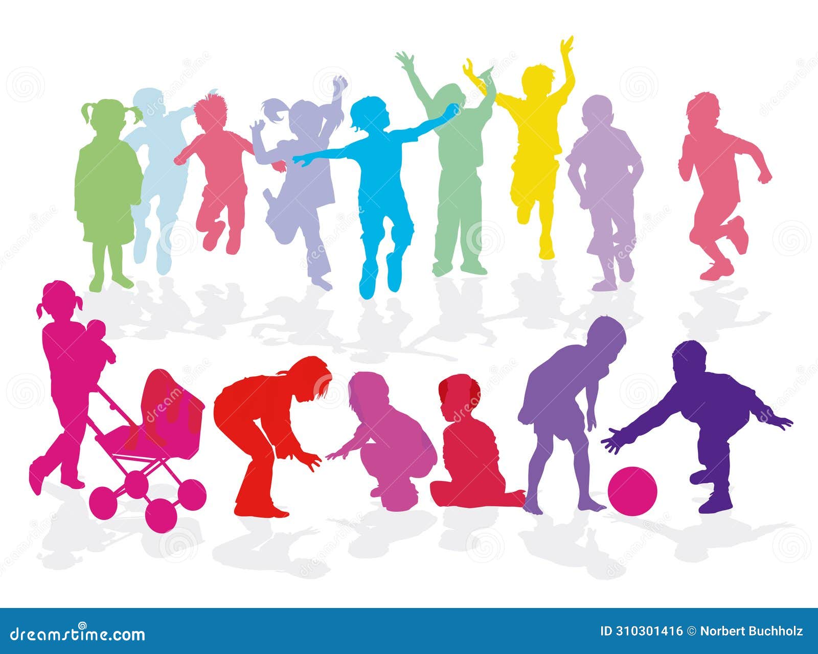 Children Group Playing and Having Fun, Stock Vector - Illustration of ...