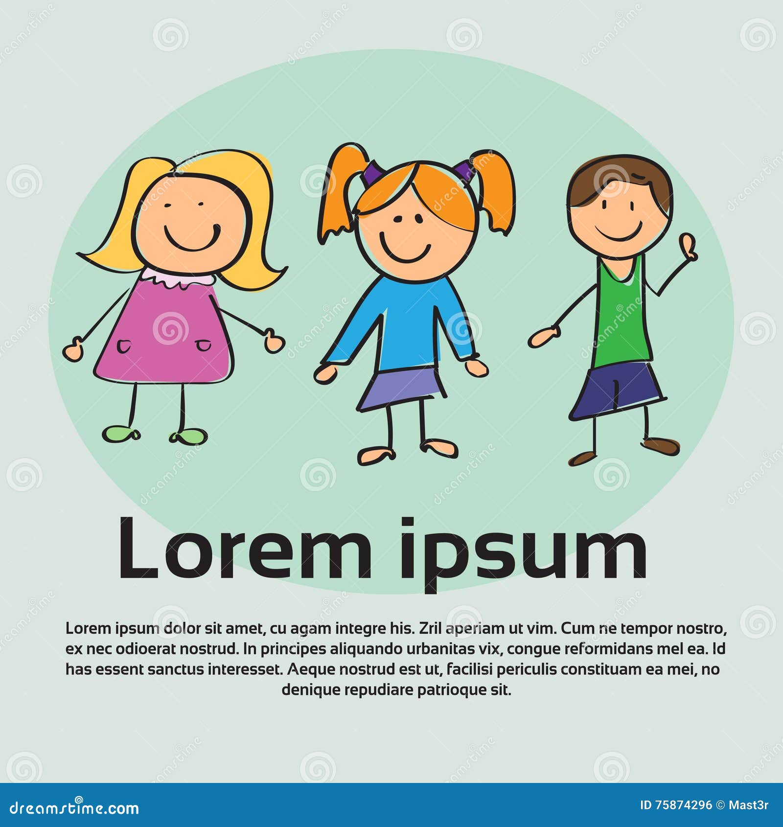 Children Group Sketch Hand Drawn Characters Stock Vector - Illustration ...