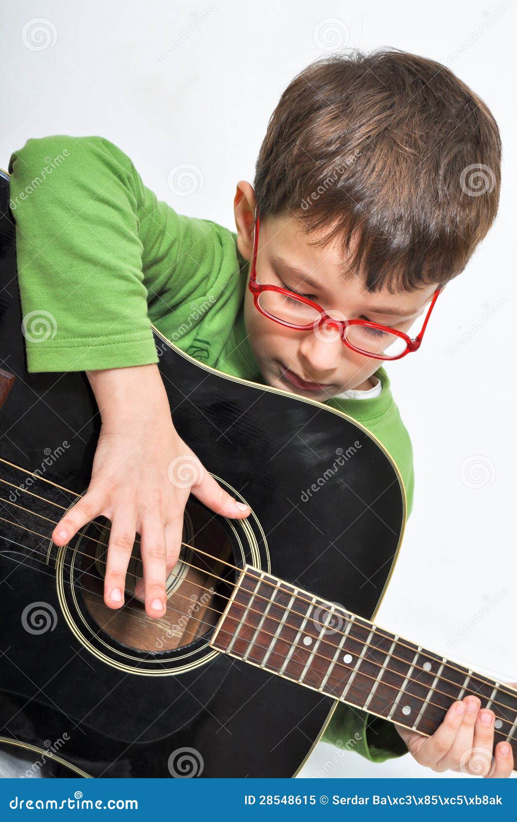 Children and guitar stock image. Image of chord, excited - 28548615