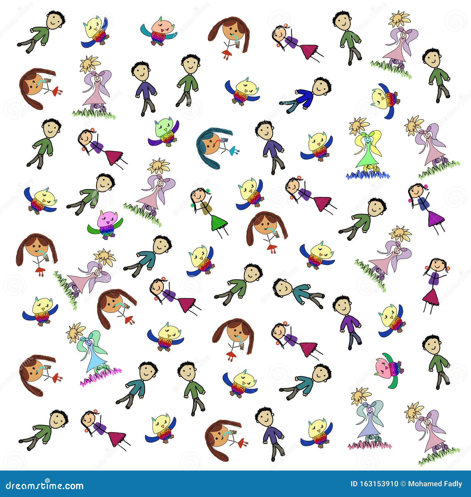 Children Hand Drawing Pattern Stock Illustration - Illustration of ...
