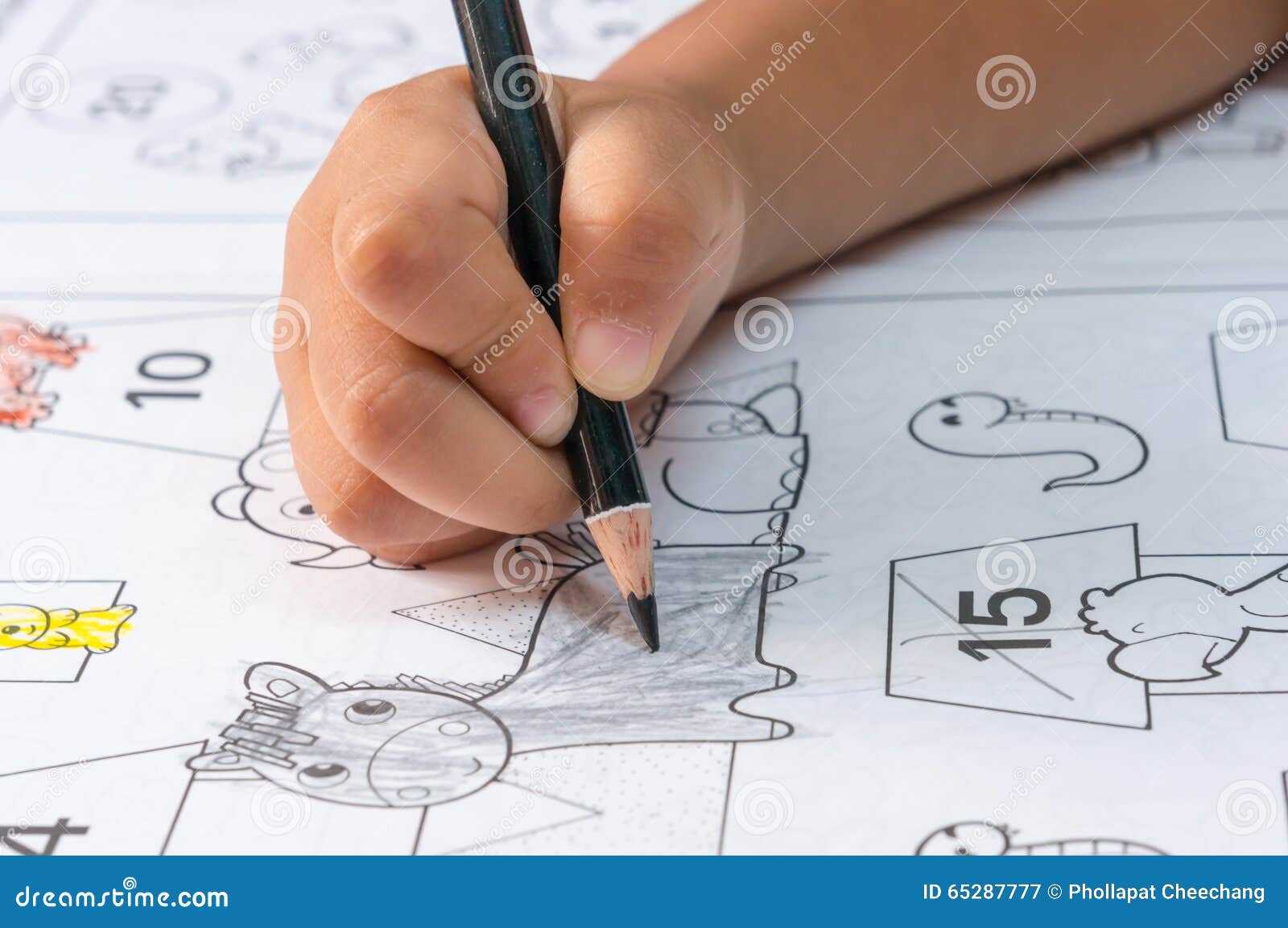 Children Hand Drawing by Pencil Stock Image - Image of childhood ...