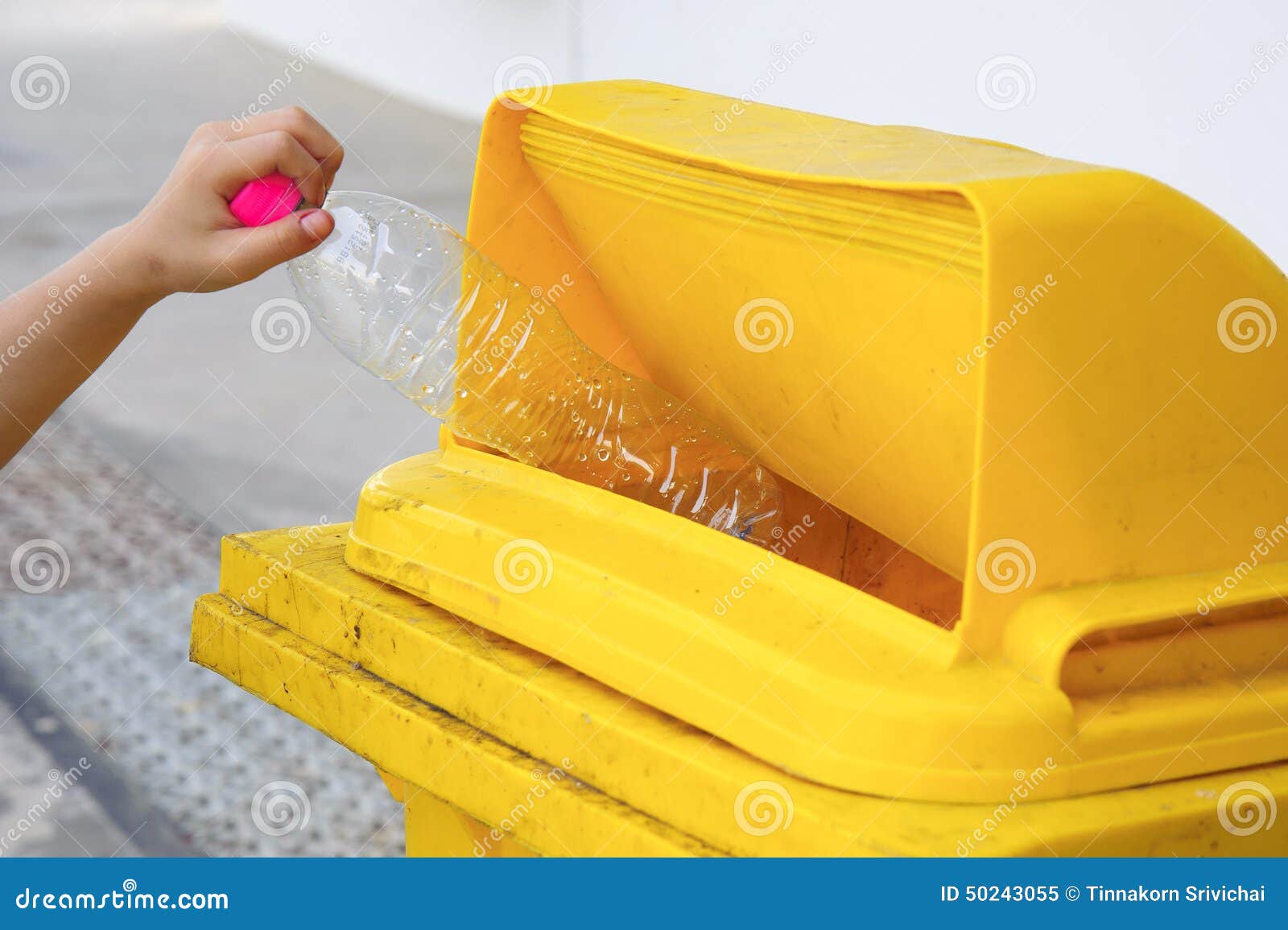 Children Hand Dropping Used Bottle in the Trash Stock Image - Image of ...