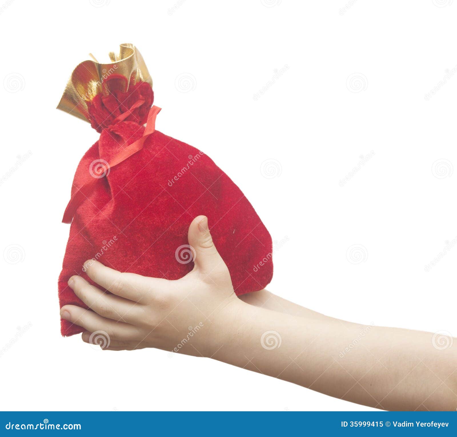 Children Hand Holding a Sack Stock Image - Image of greeting, claus ...