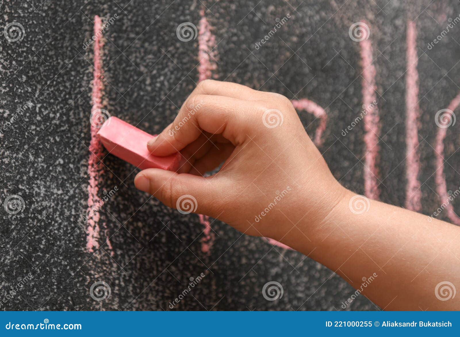 Children Hand Learn To Write on the Drawing Board Stock Image - Image ...