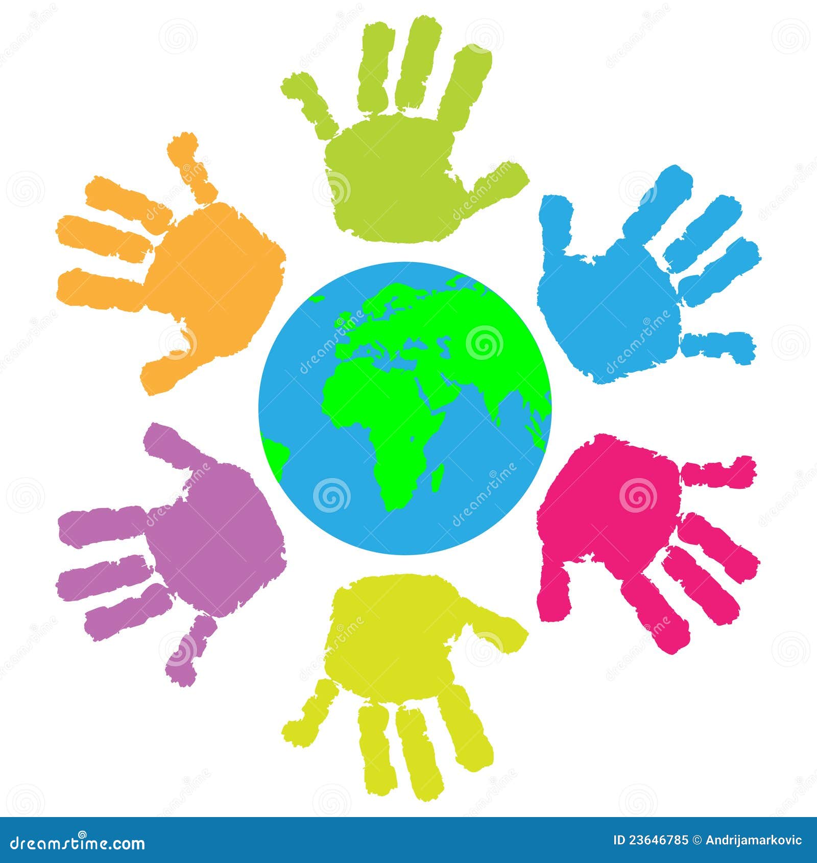 Children Hand Print Around the Earth Stock Vector - Illustration of ...