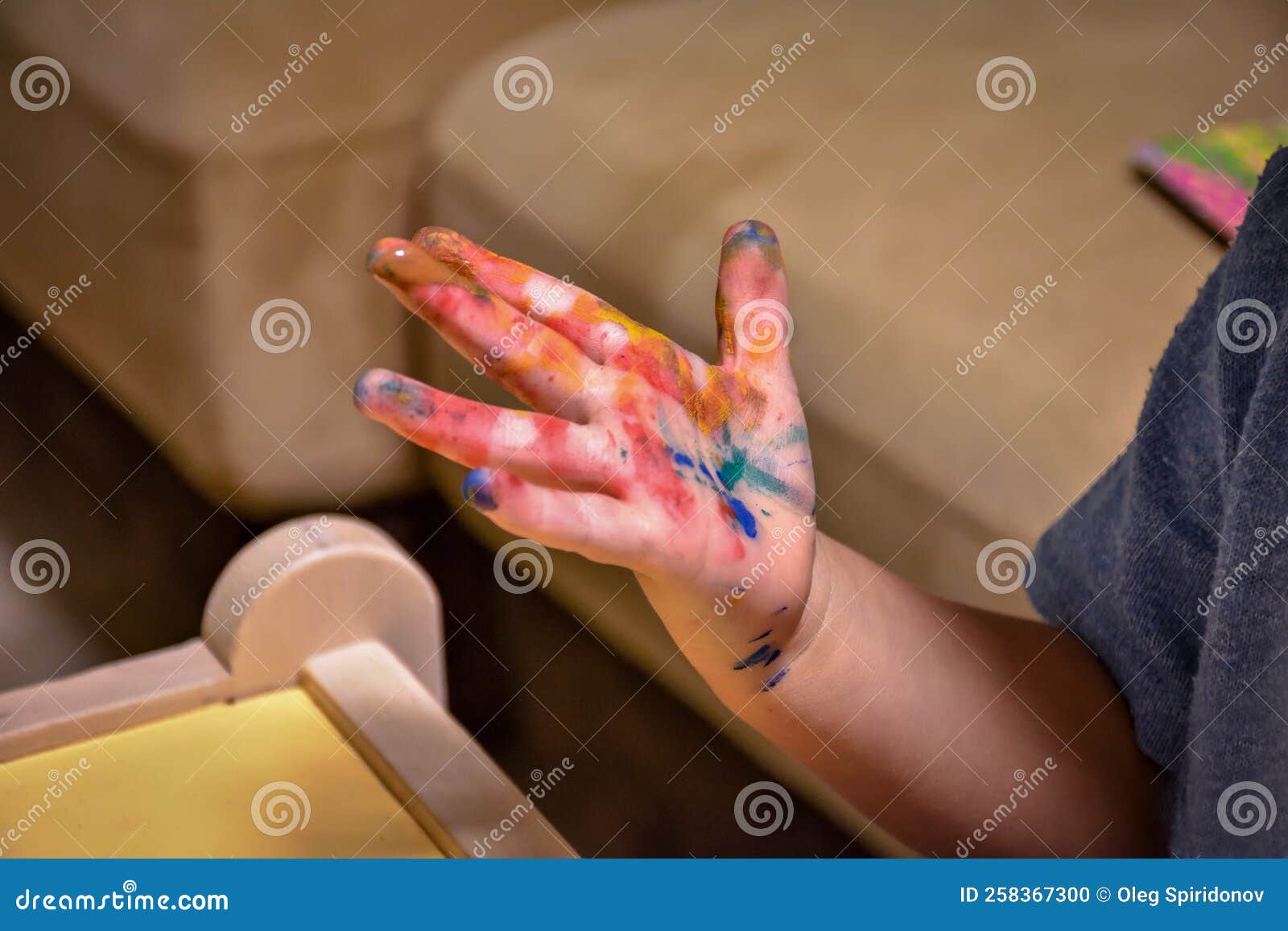 Children Hand Smeared in Beauty Stock Photo - Image of artist, play ...