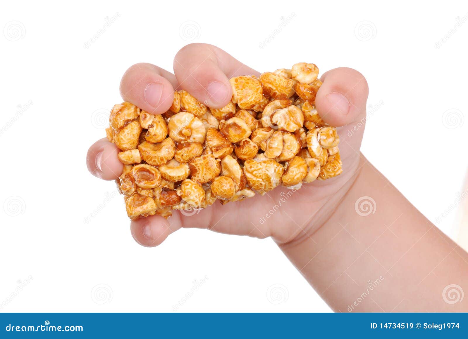 Children Hand with Sweet Popcorn Stock Image - Image of sweet, yellow ...