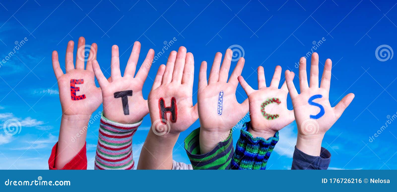 Children Hands Building Word Ethics, Blue Sky Stock Photo - Image of ... Children Hands Building Word Ethics, Blue Sky Stock Photo - Image of ...