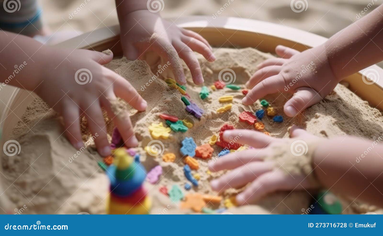 Children Hands in the Sandbox, Children Play with Sand Generative Ai ...