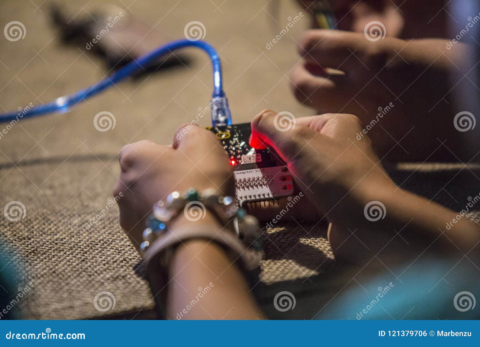 Children Hands Working on Digital Computer Device Stock Photo - Image ...